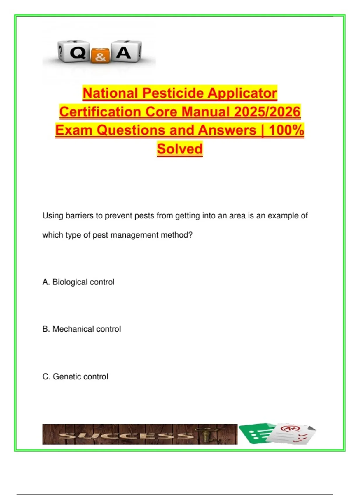 Pesticide Applicator Certification Exam – 200+ Questions & Answers ...