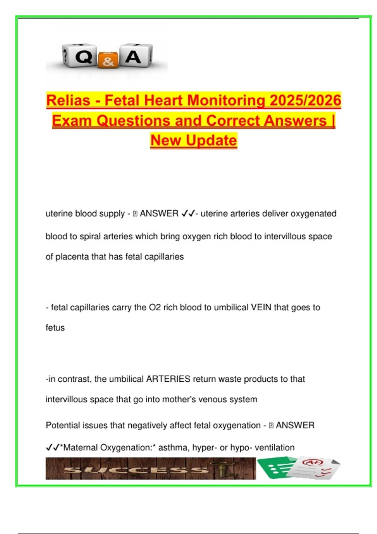 Fetal Heart Monitoring Exam – Relias 2025/2026 | 100+ Solved Questions ...