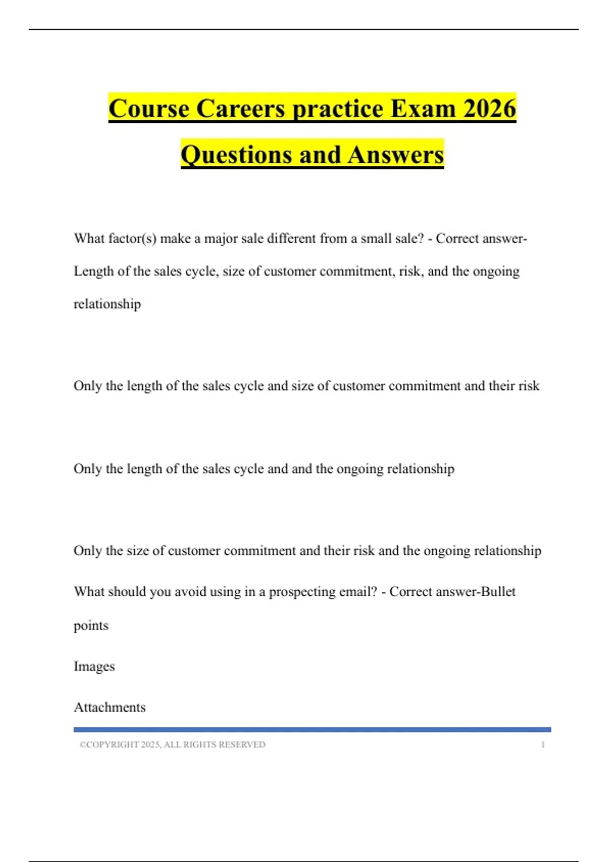 Course Careers practice Exam 2026 Questions and Answers - Career ...