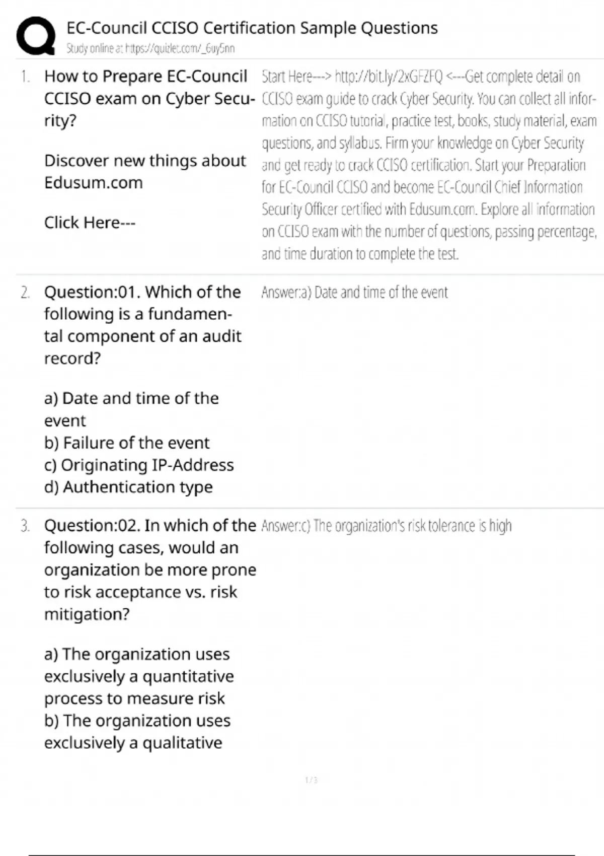 EC-Council CCISO Certification Sample Questions Test Bank / Chief ...