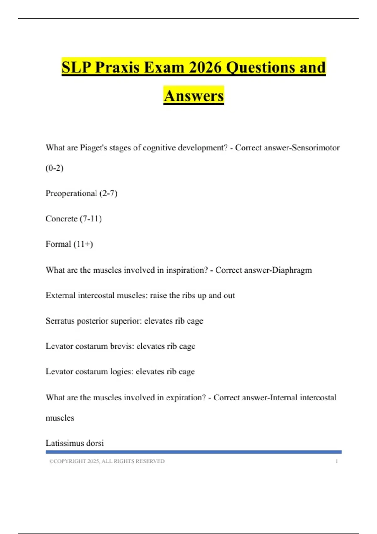 SLP Praxis Exam 2026 Questions and Answers - Praxis ETS SLP - Stuvia US