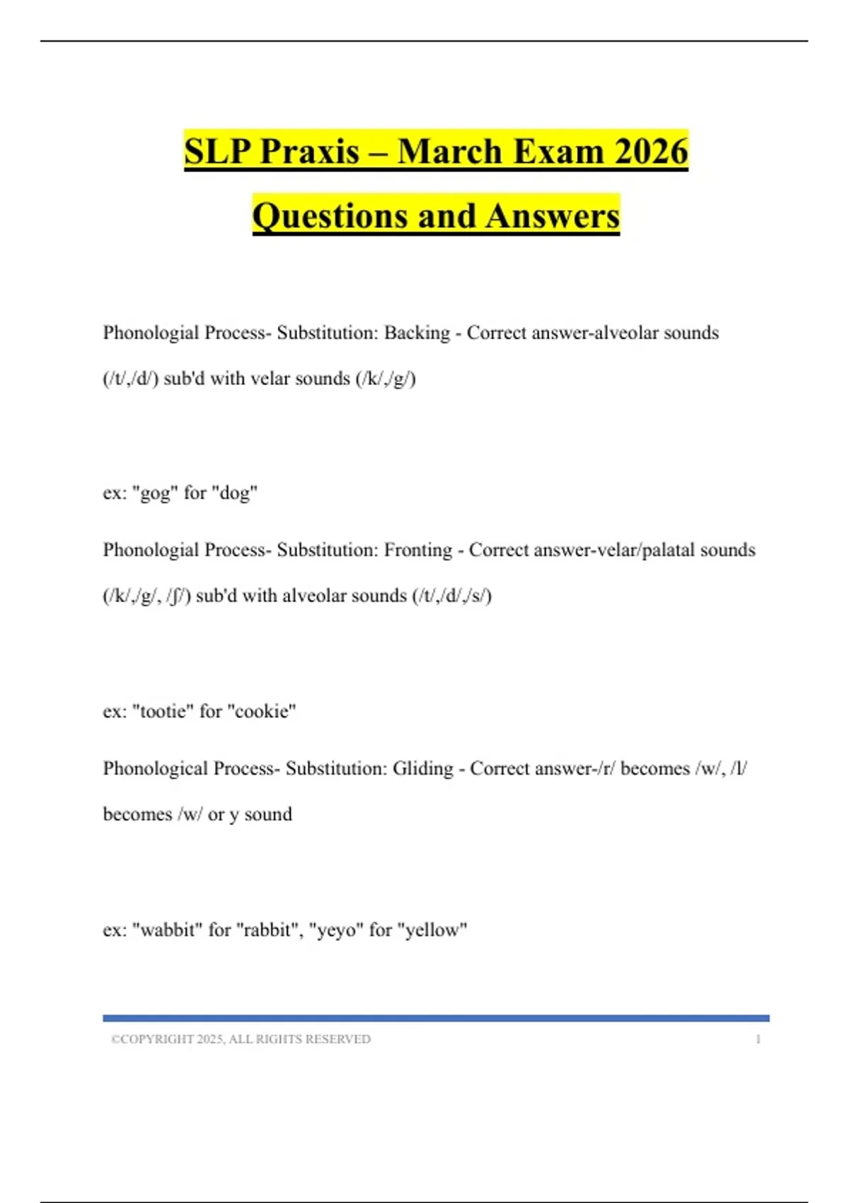 SLP Praxis – March Exam 2026 Questions and Answers - Praxis ETS SLP ...