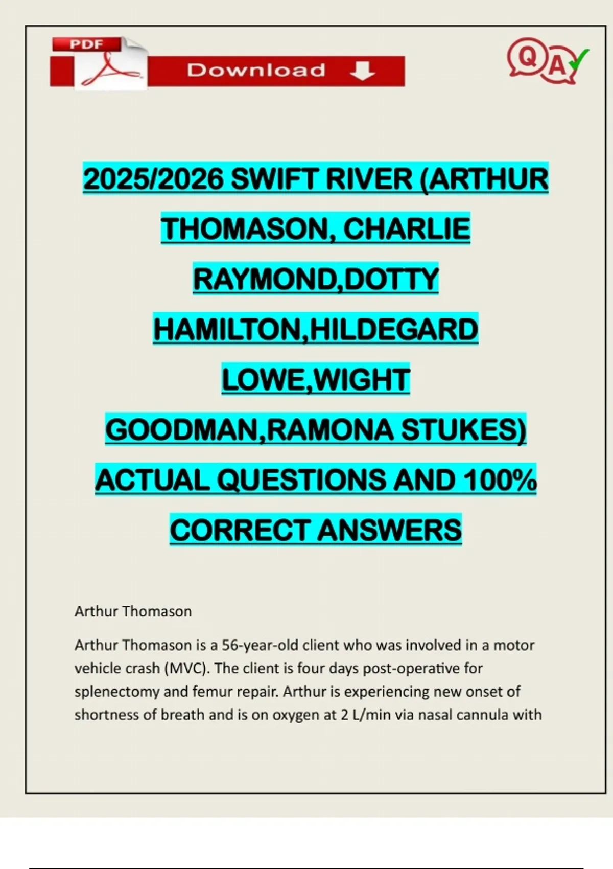 2025/2026 SWIFT RIVER (ARTHUR THOMASON, CHARLIE RAYMOND,DOTTY HAMILTON ...