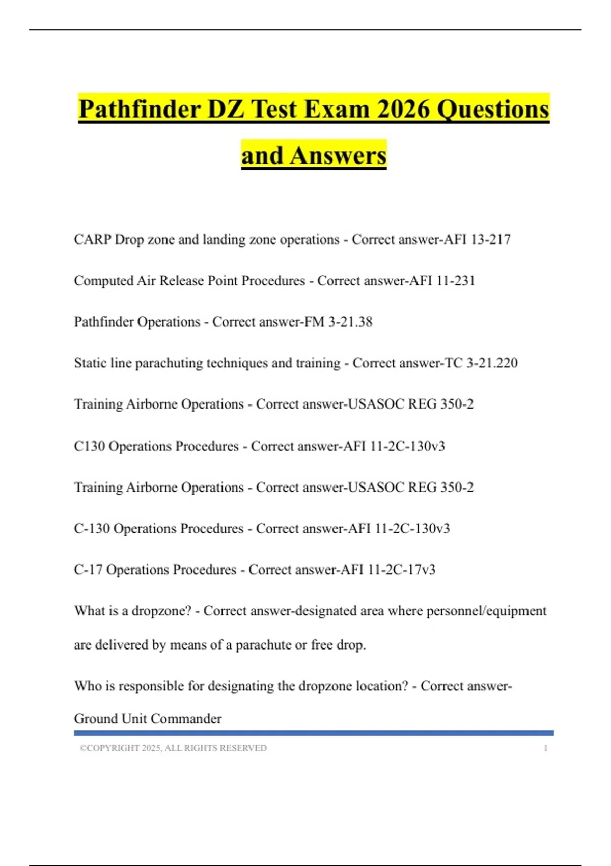 Pathfinder DZ Test Exam 2026 Questions and Answers - Pathfinder DZ ...