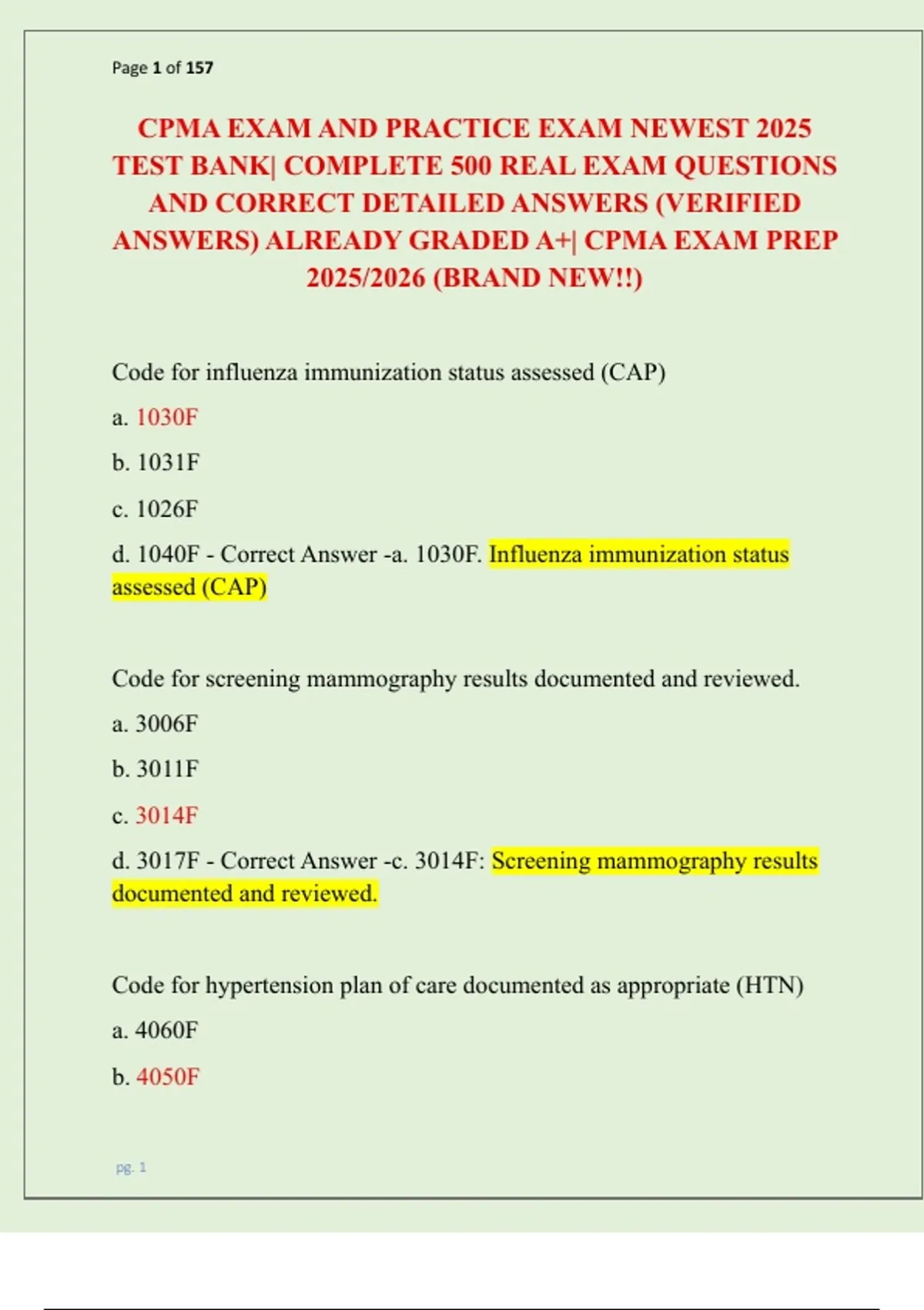 CPMA EXAM AND PRACTICE EXAM NEWEST 2025/ 2026 TEST BANK|CERTIFIED ...
