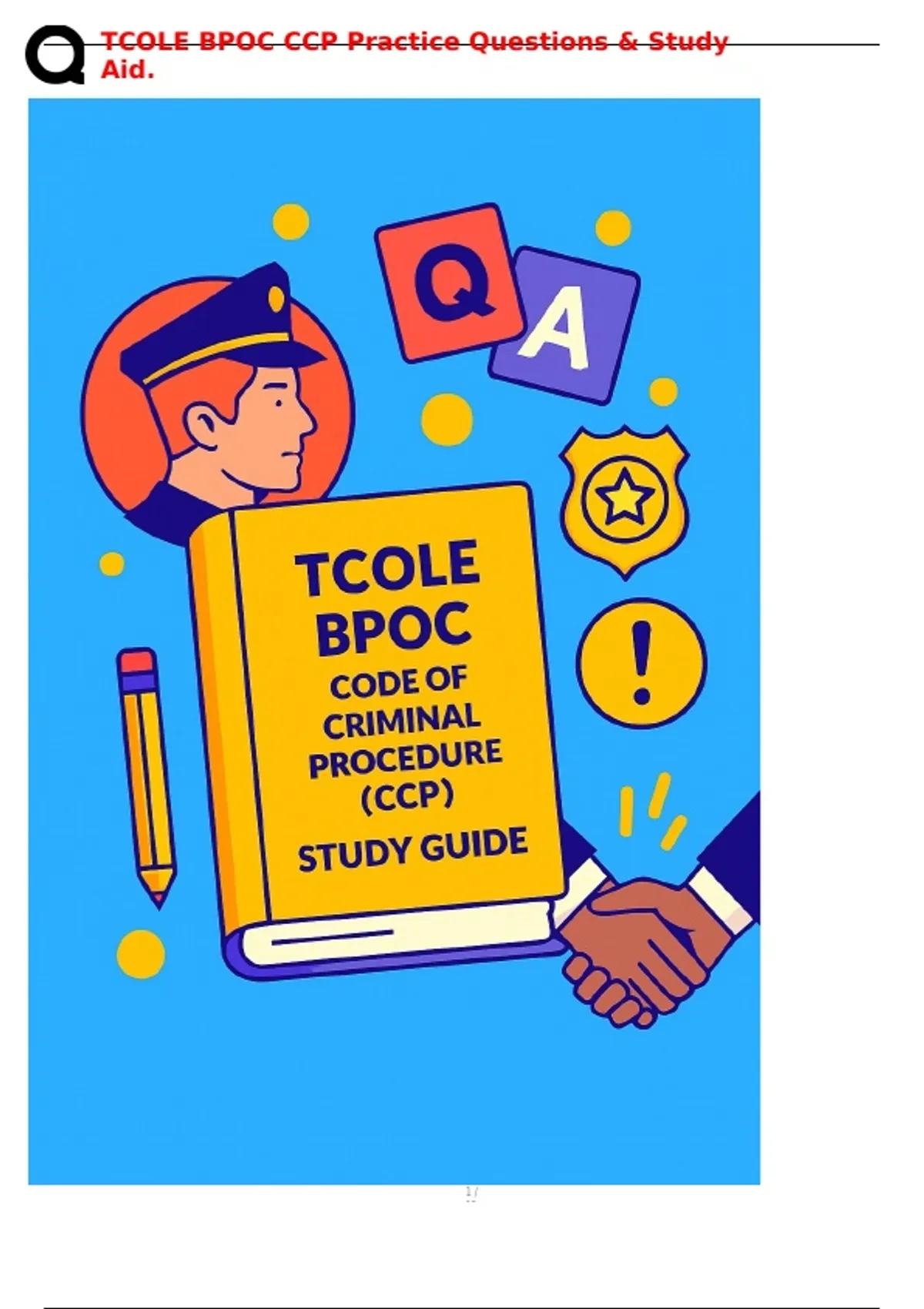 TCOLE BPOC CCP Practice Questions & Study Aid - BPOC - Stuvia US