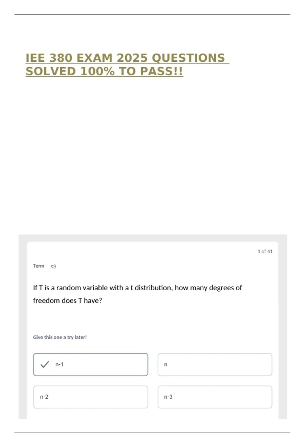 IEE 380 EXAM 2025 QUESTIONS SOLVED 100% TO PASS!! - IEE 380 - Stuvia US