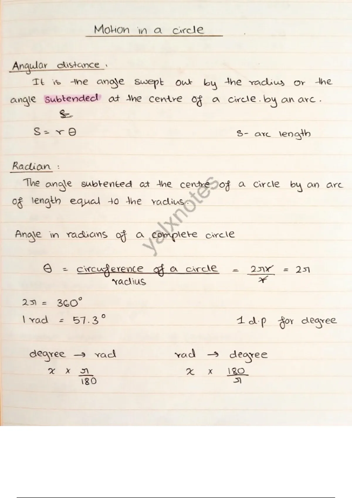9702 - Physics - Motion in a Circle - Physics - Stuvia US
