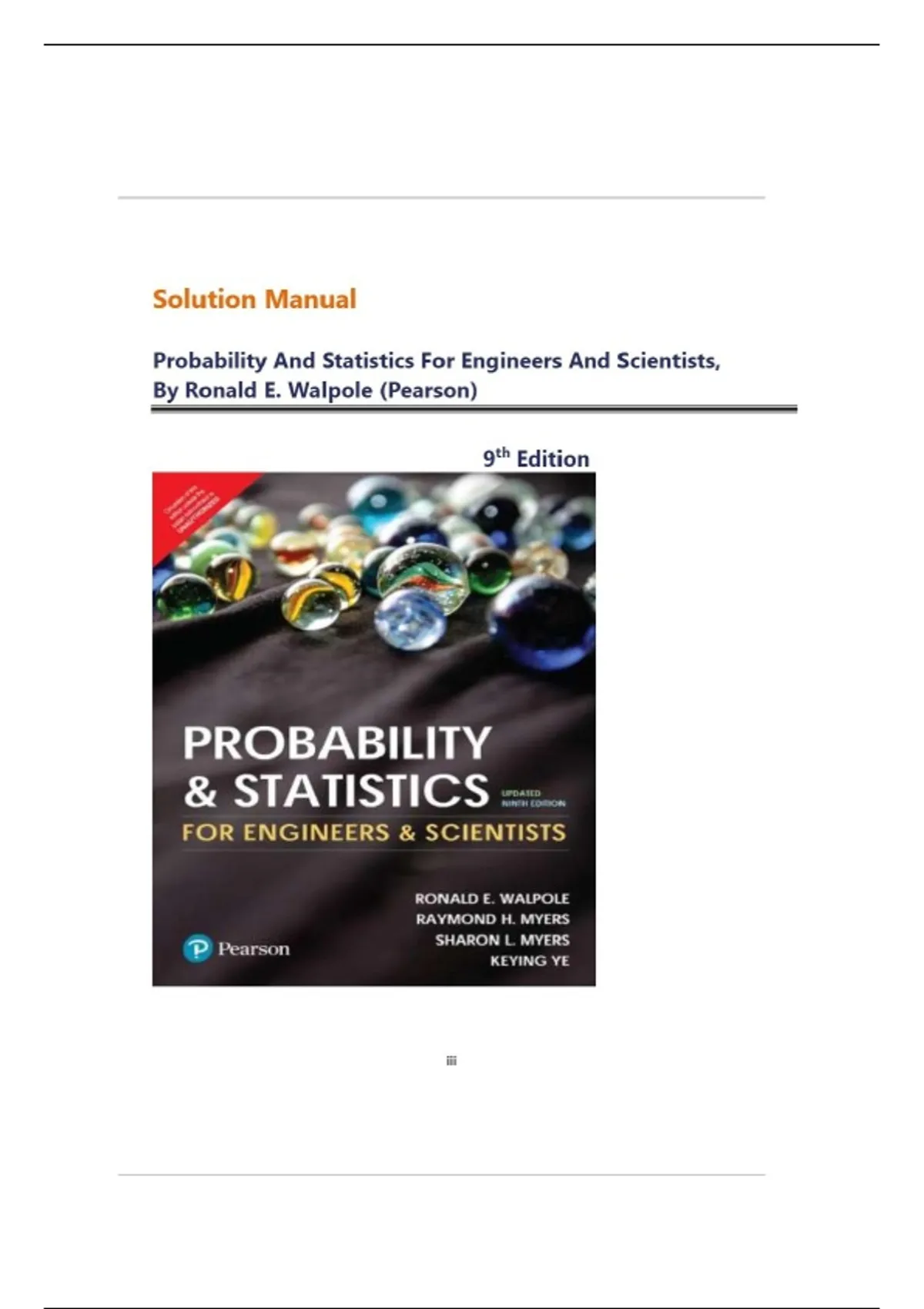 Solution Manual For Probability and Statistics for Engineers and ...