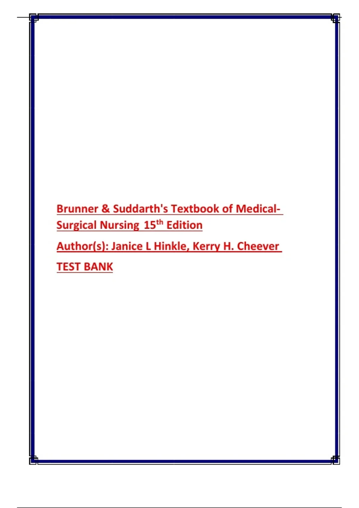 Brunner & Suddarth's Textbook of Medical- Surgical Nursing 15th Edition ...