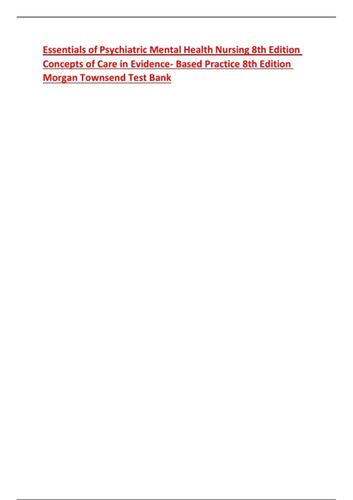 Essentials of Psychiatric Mental Health Nursing 8th Edition Concepts of ...