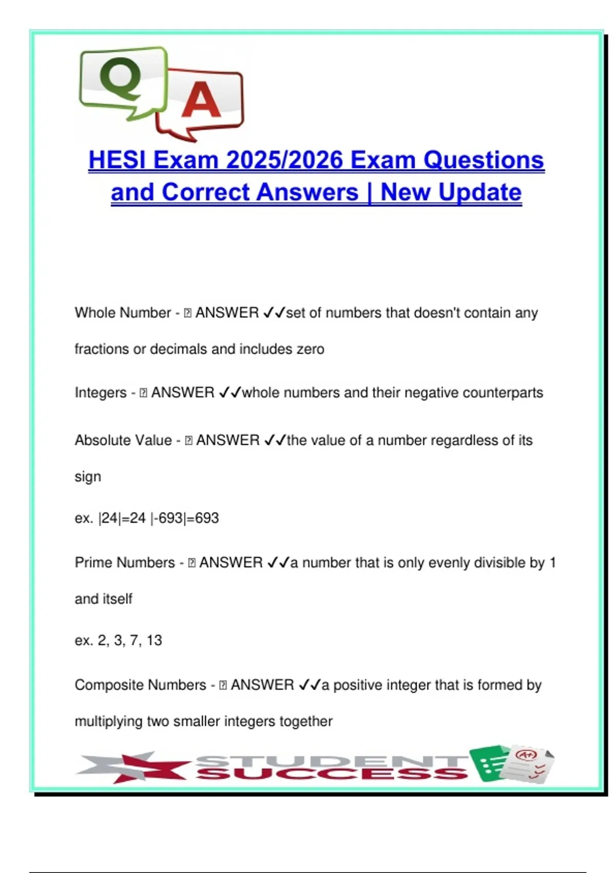 HESI Exam 2025 – 220 Practice Questions with Correct Answers | Math ...