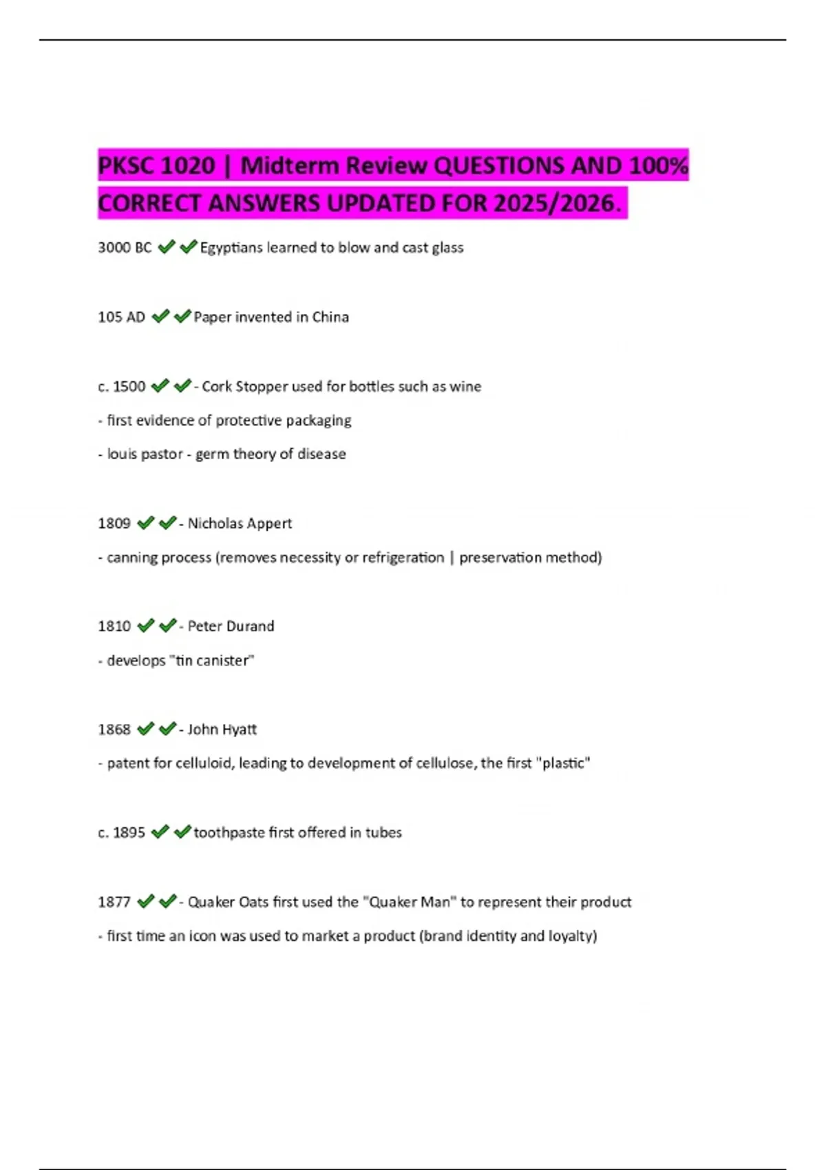 PKSC 1020 | Midterm Review QUESTIONS AND 100% CORRECT ANSWERS UPDATED ...