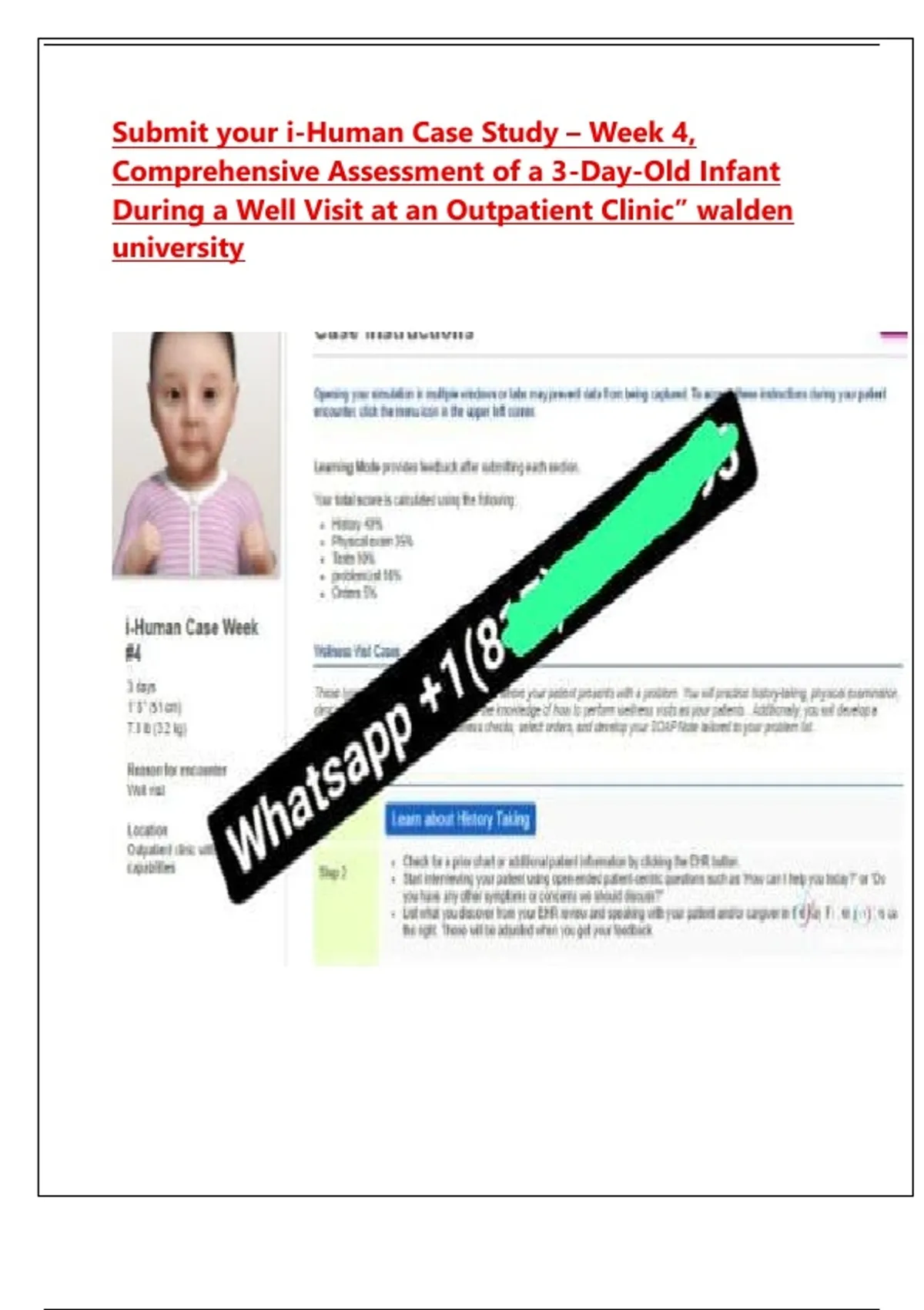 Submit your i-Human Case Study – Week 4, Comprehensive Assessment of a ...
