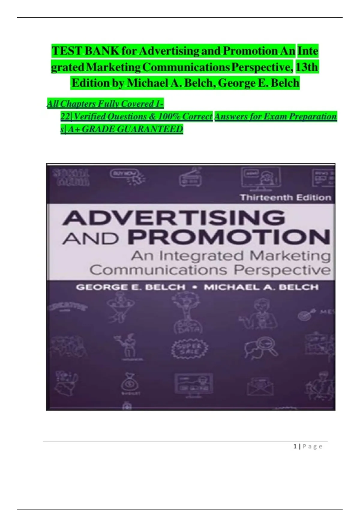 Test Bank For Advertising and Promotion An Integrated Marketing ...