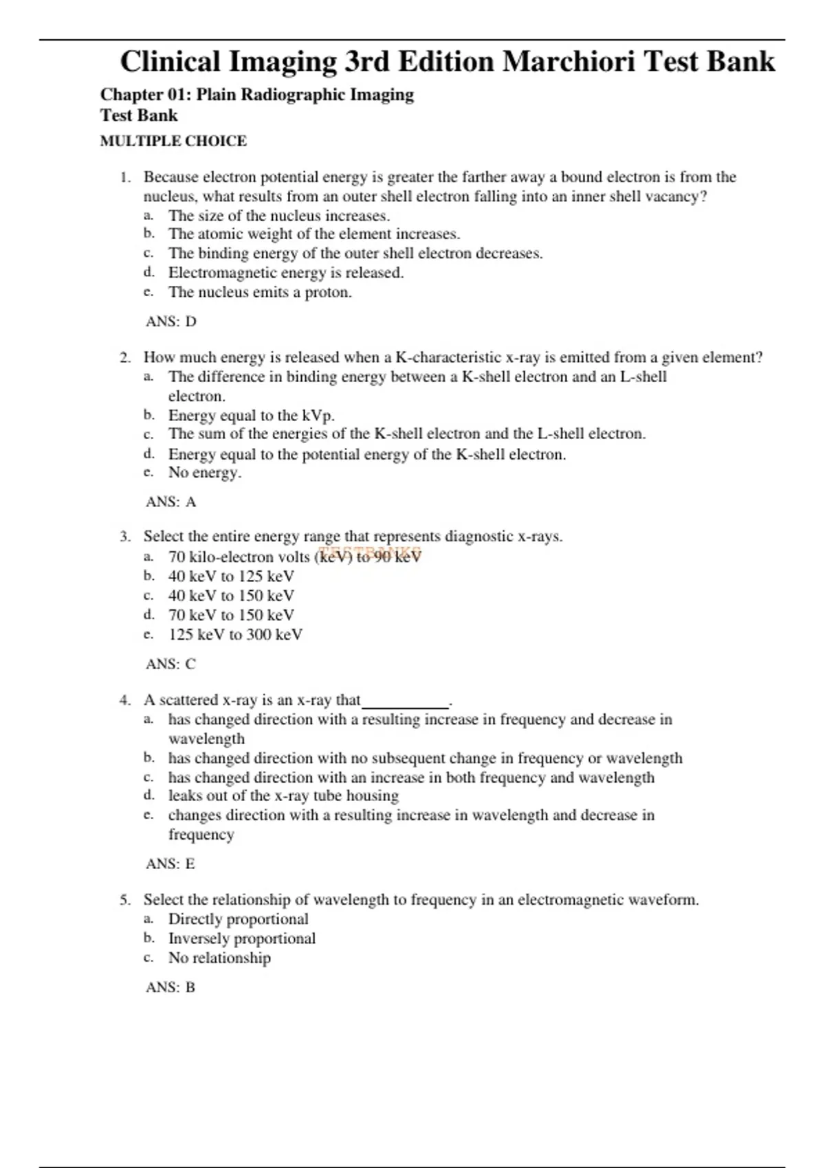 Test Bank For Clinical Imaging: With Skeletal, Chest, & Abdominal ...