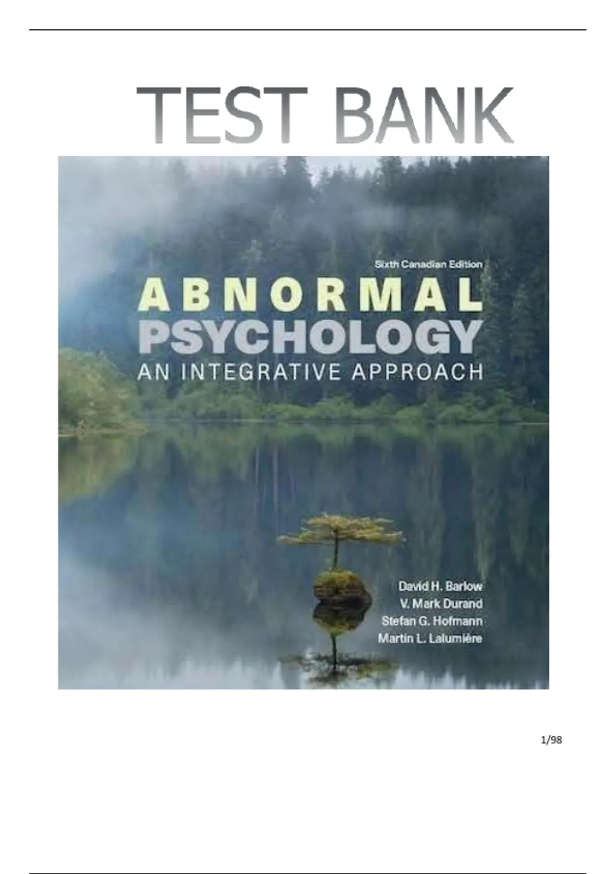 Test Bank Compilation: Abnormal Psychology, Personality, Psychological ...