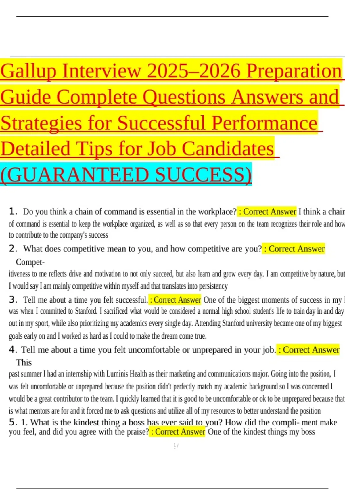 Gallup Interview 2025–2026 Preparation Guide Complete Questions Answers ...