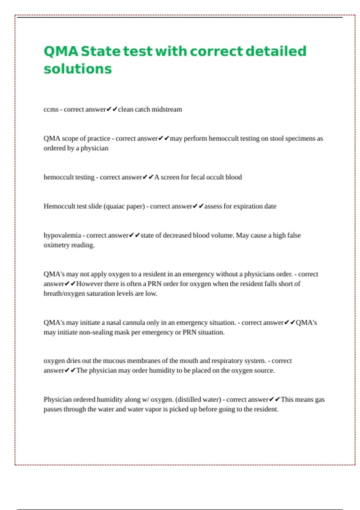 QMA State test with correct detailed solutions - QMA - Stuvia US