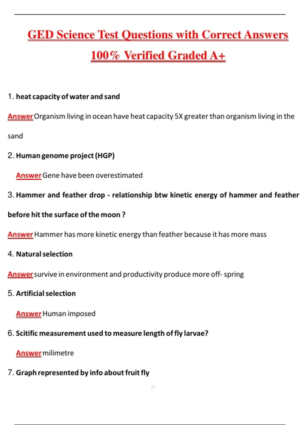 GED Science Test (Latest 2026/2027 Update) Complete Questions and Guide ...