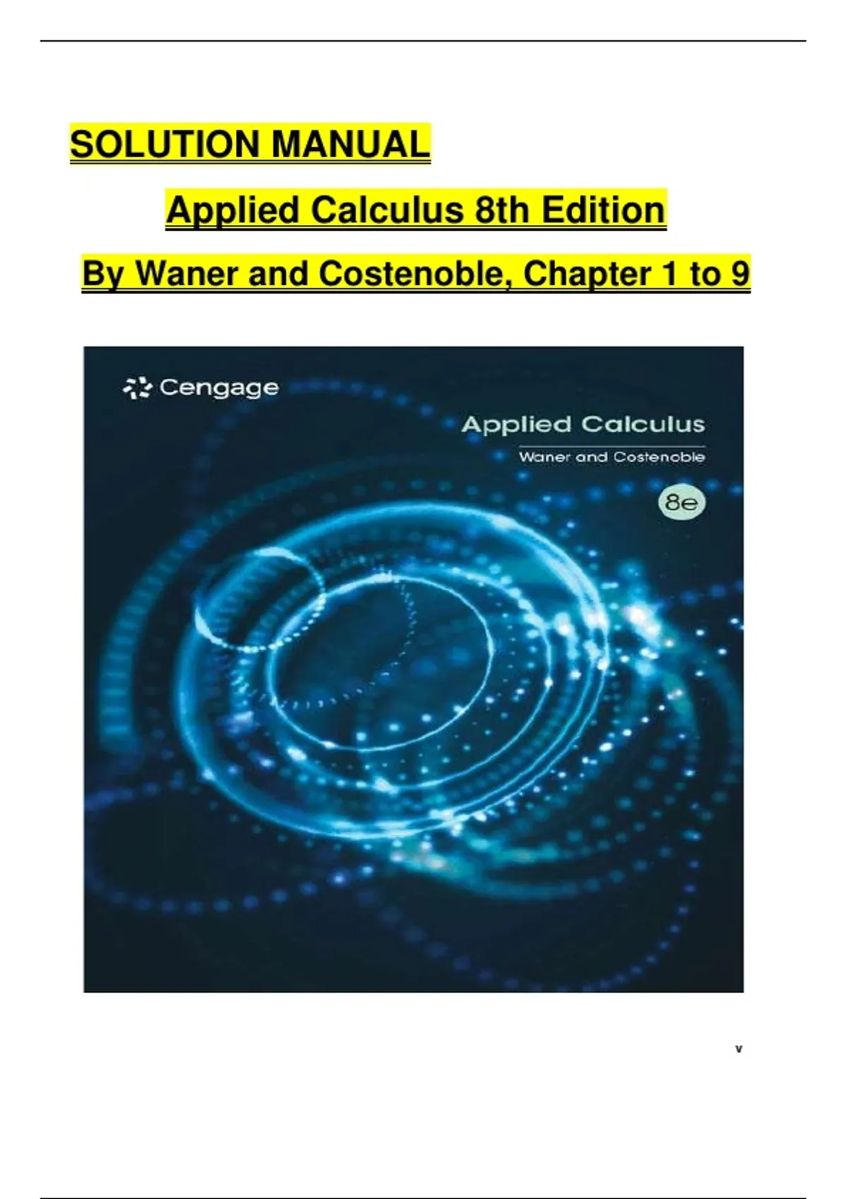SOLUTION MANUAL Applied Calculus 8th Edition By Waner and Costenoble ...