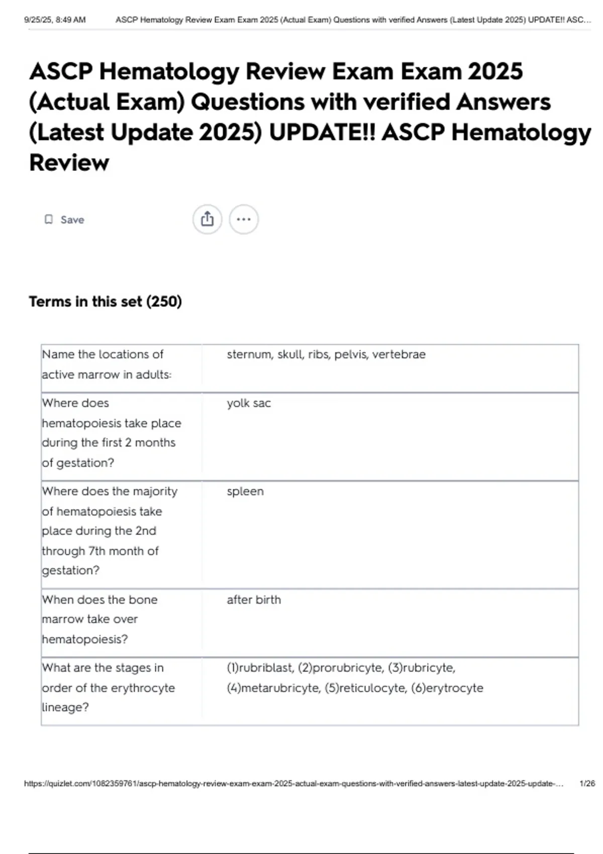 ASCP Hematology Review Exam Exam 2025 (Actual Exam) Questions with ...