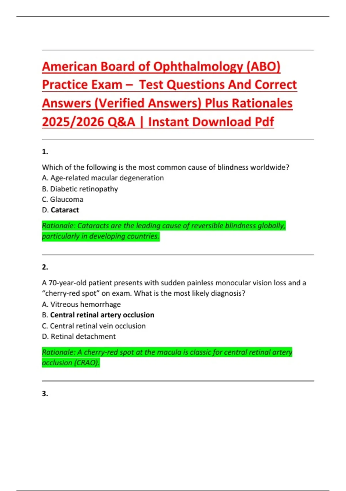 American Board of Ophthalmology (ABO) Practice Exam – Test Questions ...