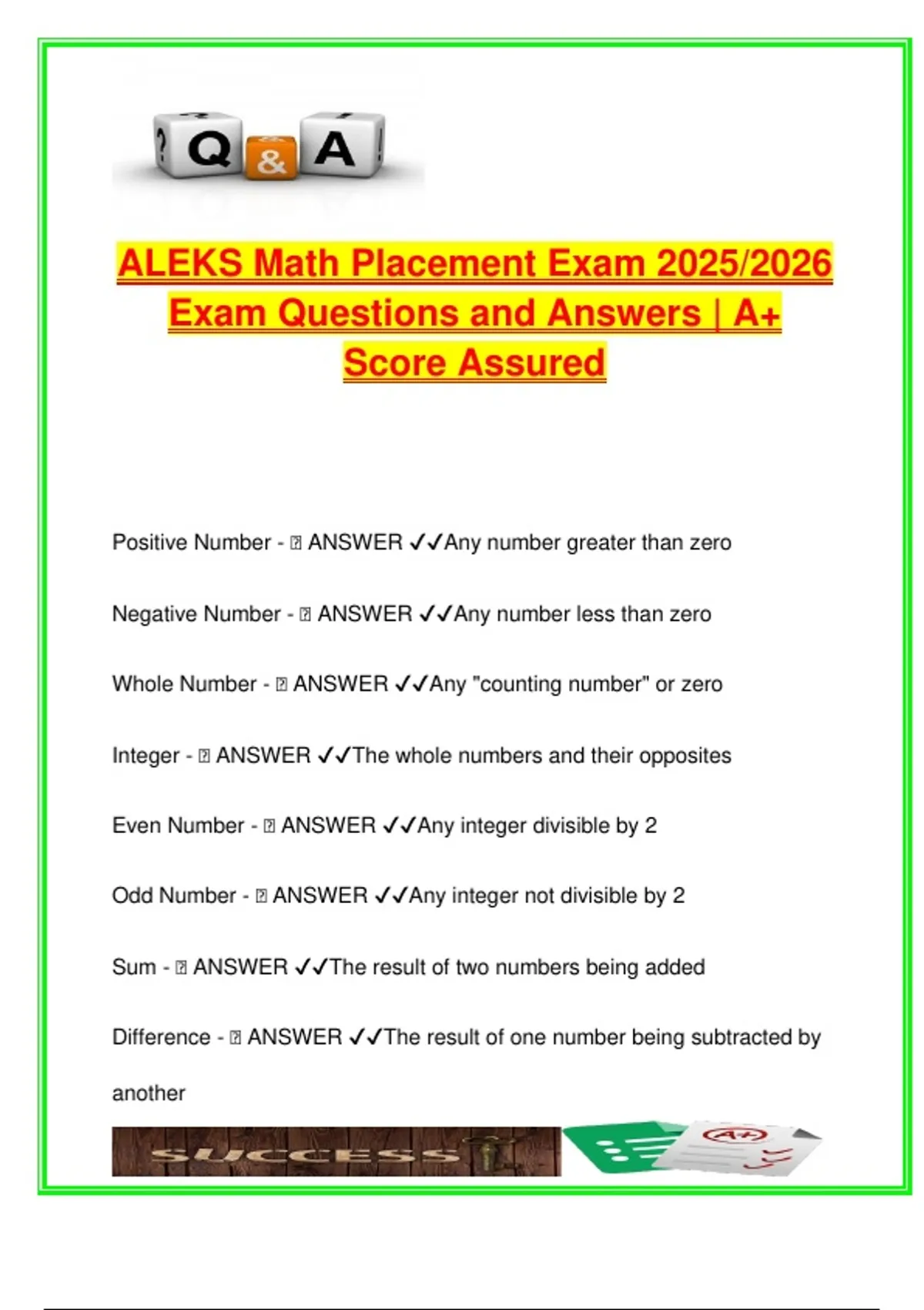 ALEKS Math Placement Exam (2025/2026) – 30 Questions with Answers ...