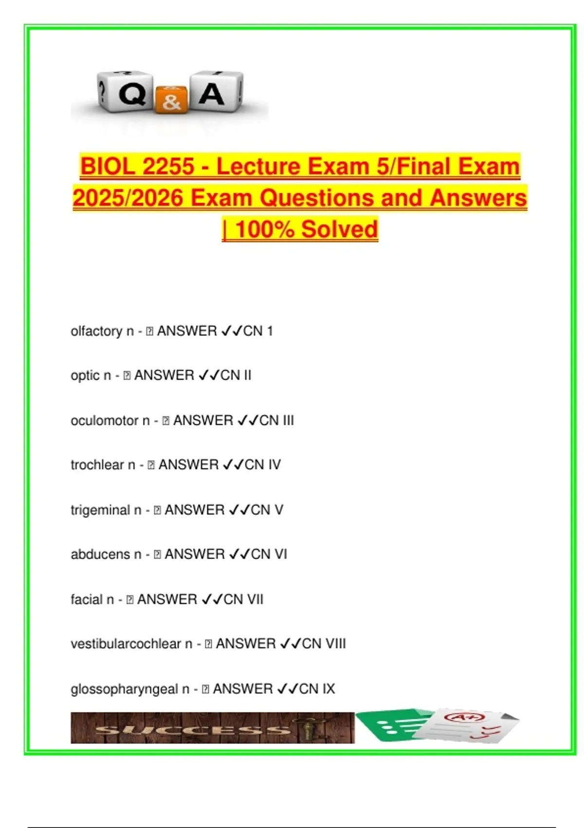 BIOL 2255 Final Exam Review – 200+ Questions with Verified Answers ...