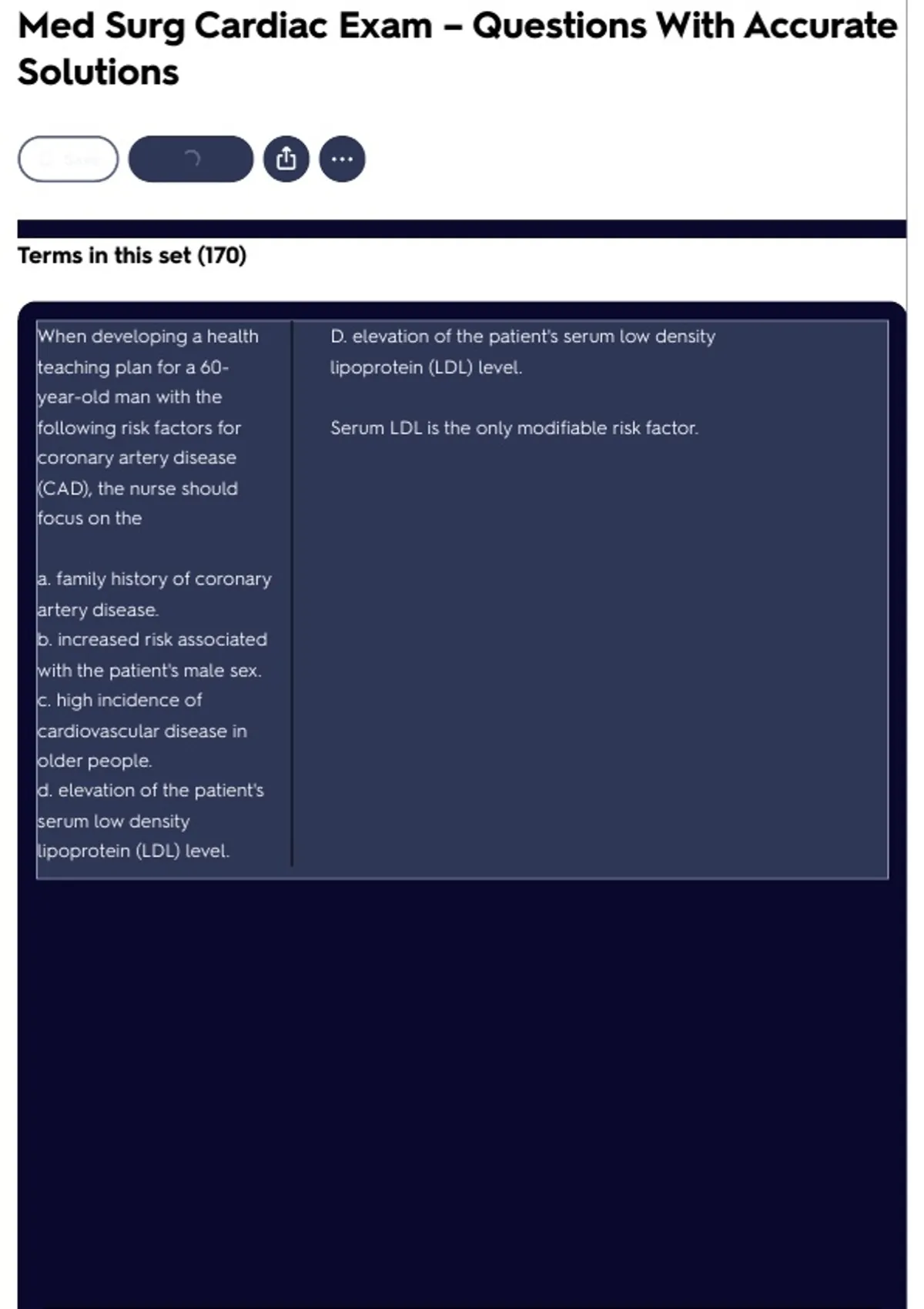 Med Surg Cardiac Exam – Questions With Accurate Solutions - Med surg ...