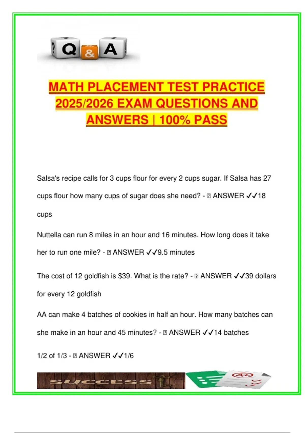 Math Placement Test Practice 2025 – 60+ Q&A | Fractions, Percentages ...