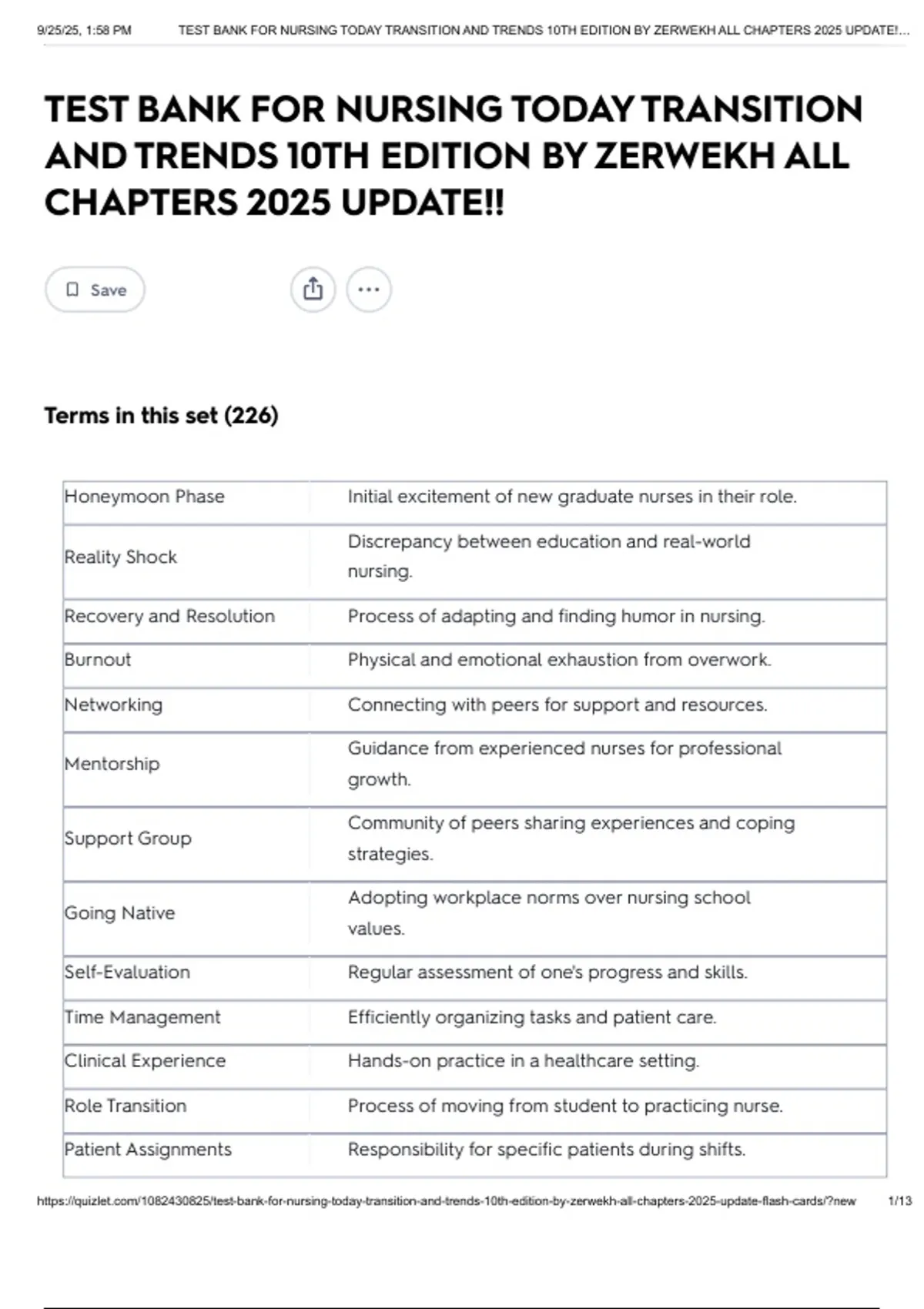 TEST BANK FOR NURSING TODAY TRANSITION AND TRENDS 10TH EDITION BY ...