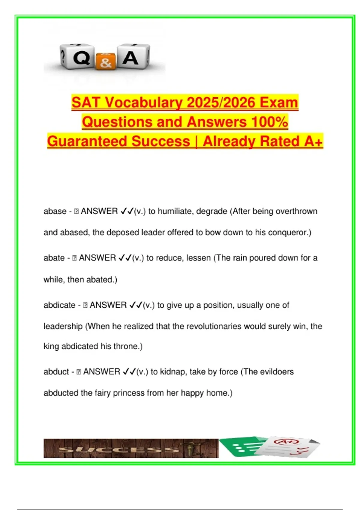 SAT Vocabulary 2025 – 250+ Essential Words with Definitions – High ...