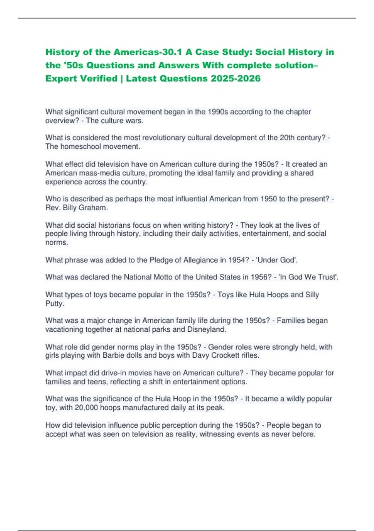 History of the Americas-30.1 A Case Study: Social History in the '50s ...