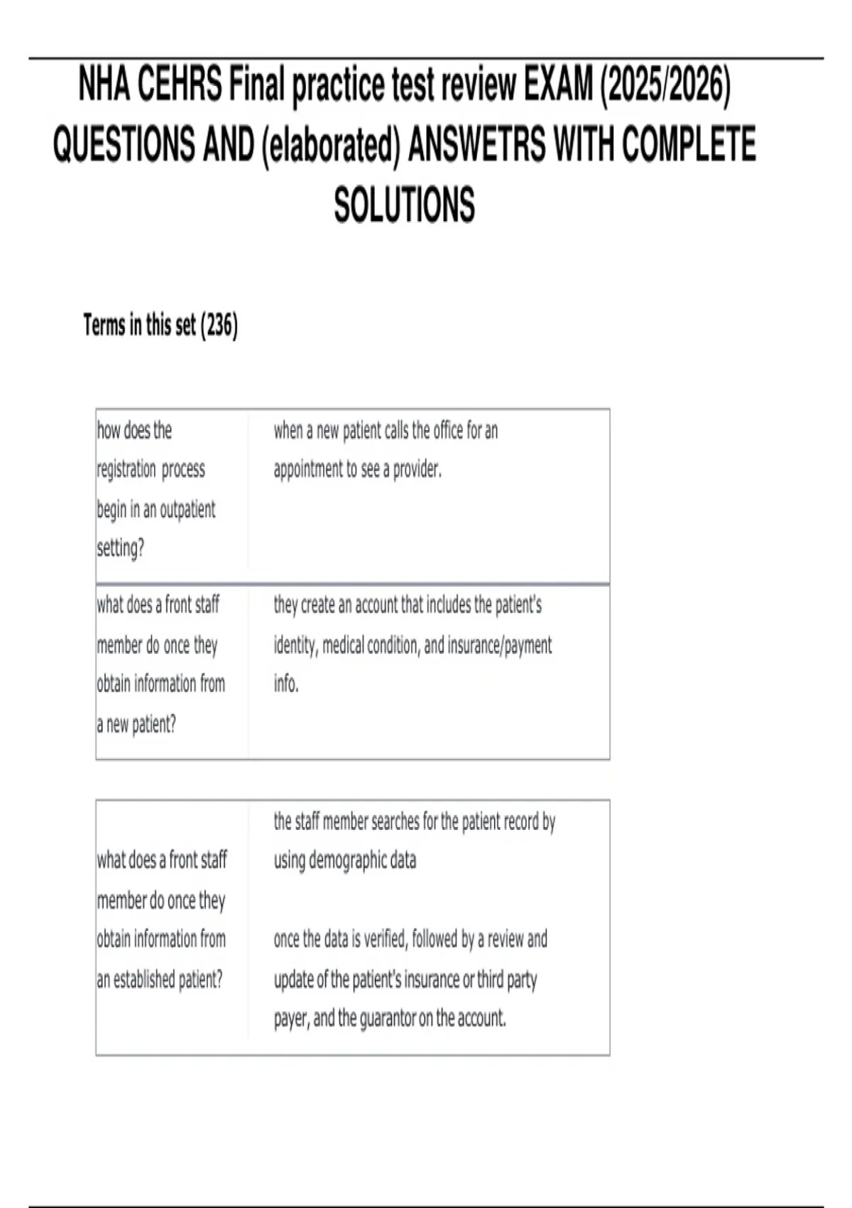 NHA CEHRS Final practice test review EXAM () QUESTIONS AND (elaborated ...