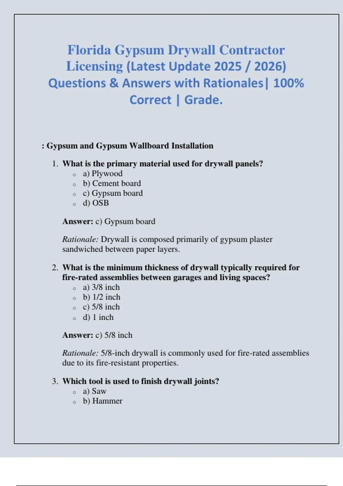 Florida Gypsum Drywall Contractor Licensing (Latest Update 2025 / 2026 ...