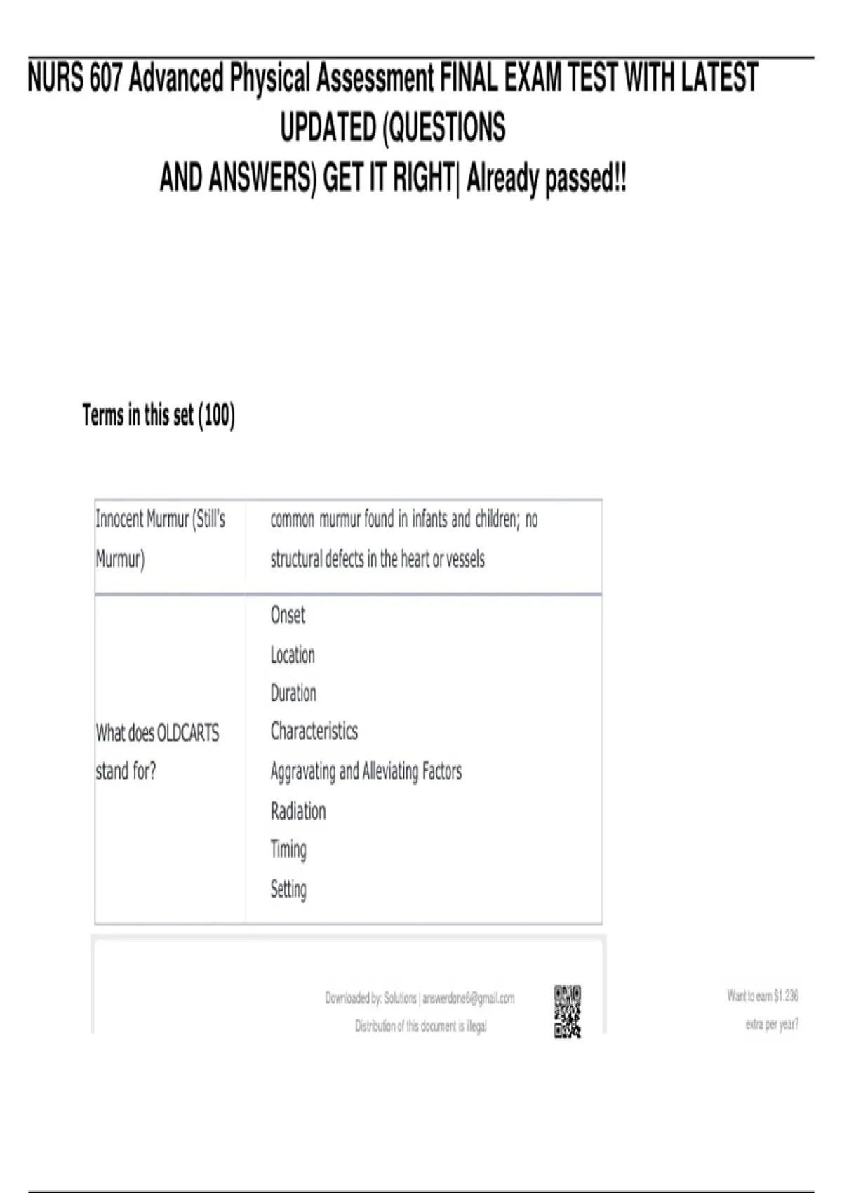 NURS 607 Advanced Physical Assessment FINAL EXAM TEST WITH LATEST ...