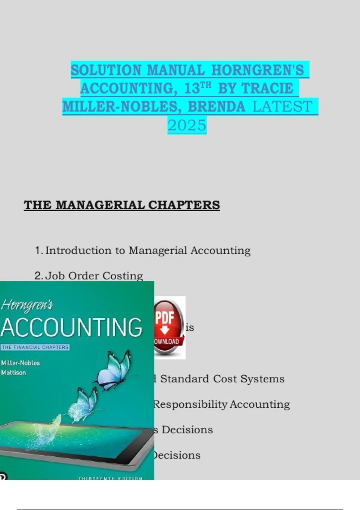 Horngren's Accounting (13th Edition, Tracie Miller-Nobles, Brenda Mattison, Ella Mae Matsumura ...