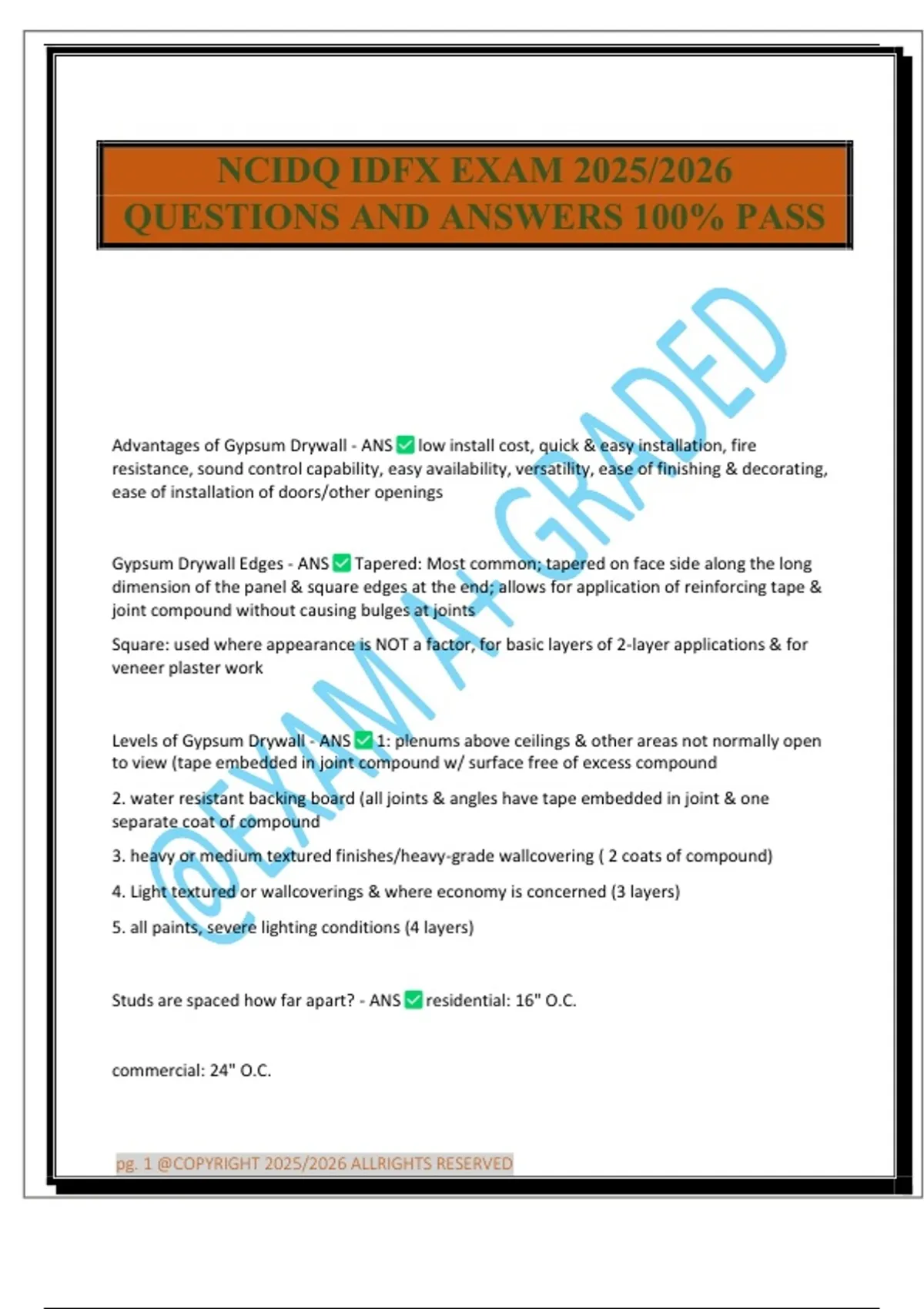 NCIDQ IDFX EXAM 2025/2026 QUESTIONS AND ANSWERS 100% PASS - NCIDQ IDFX ...