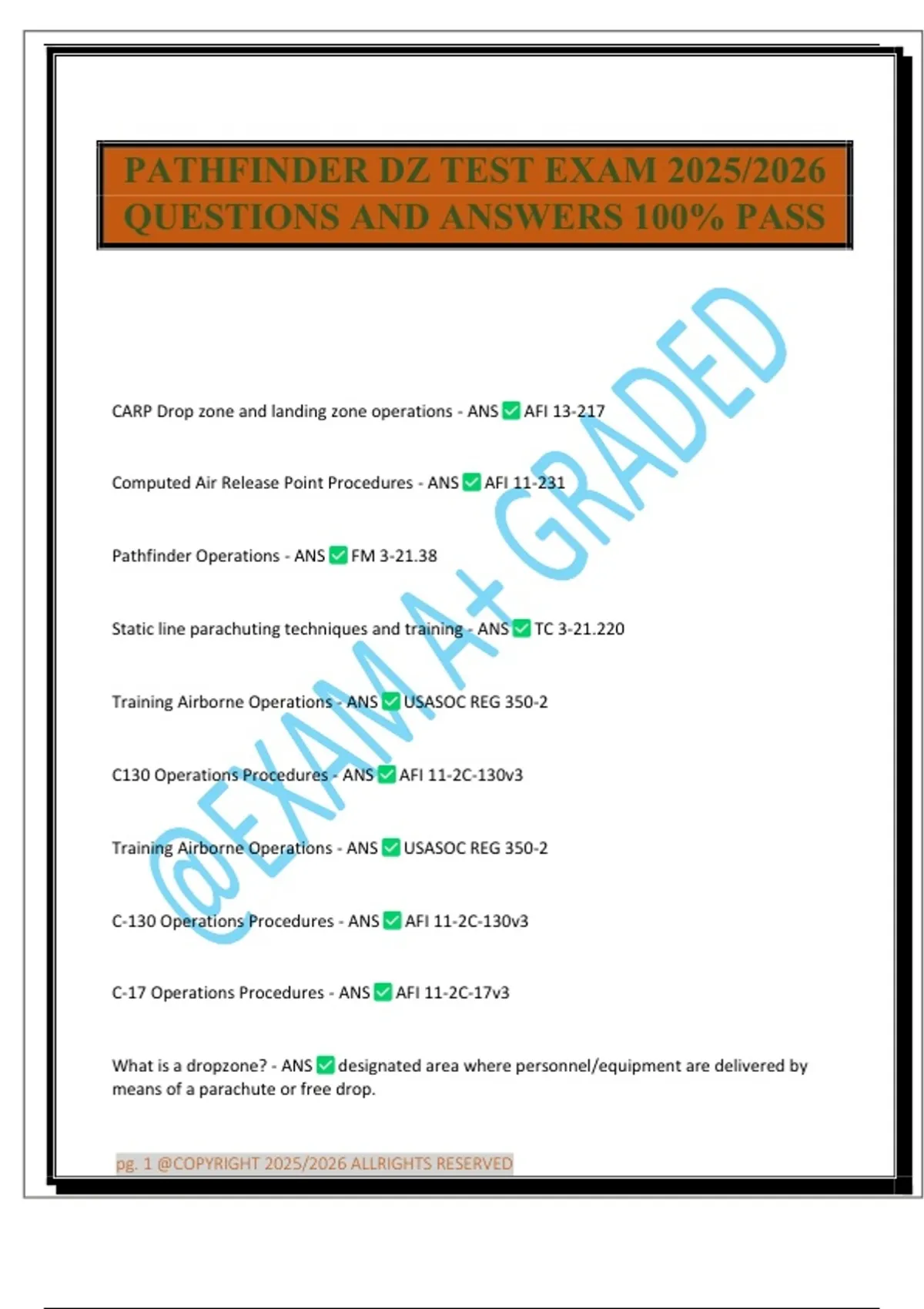 PATHFINDER DZ TEST EXAM 2025/2026 QUESTIONS AND ANSWERS 100% PASS ...