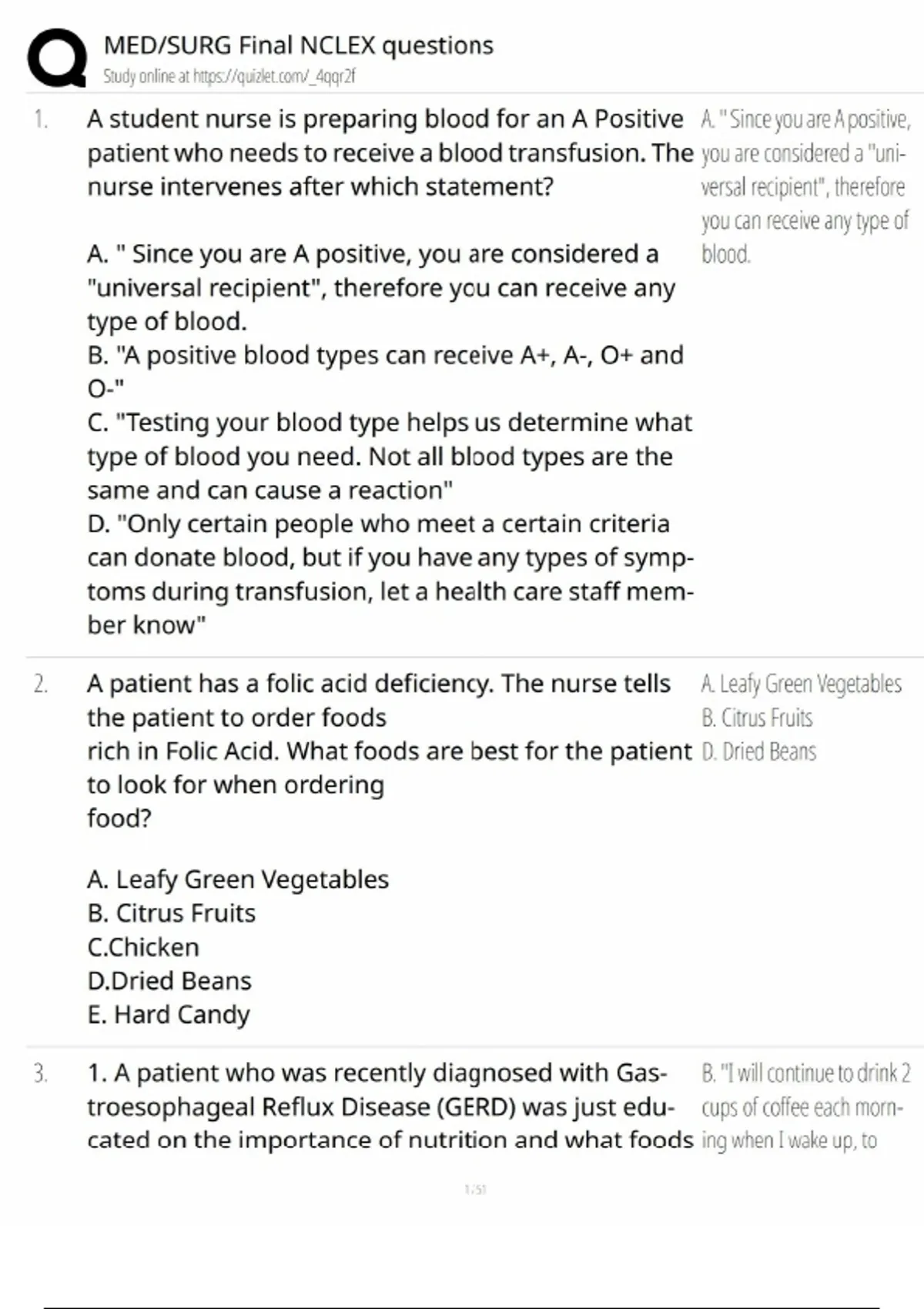 Med Surg Final / NCLEX Practice Questions / Nursing Exam Prep / 2025 ...