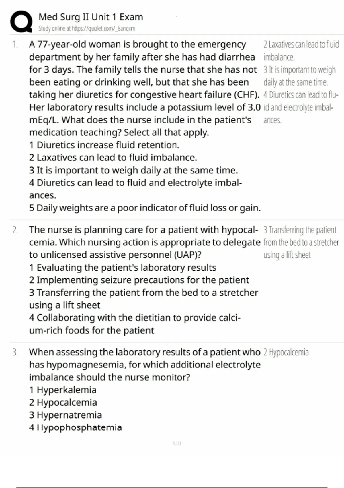 Med Surg II Unit 1 Exam / Medical-Surgical Nursing Exam Prep / 2025 ...