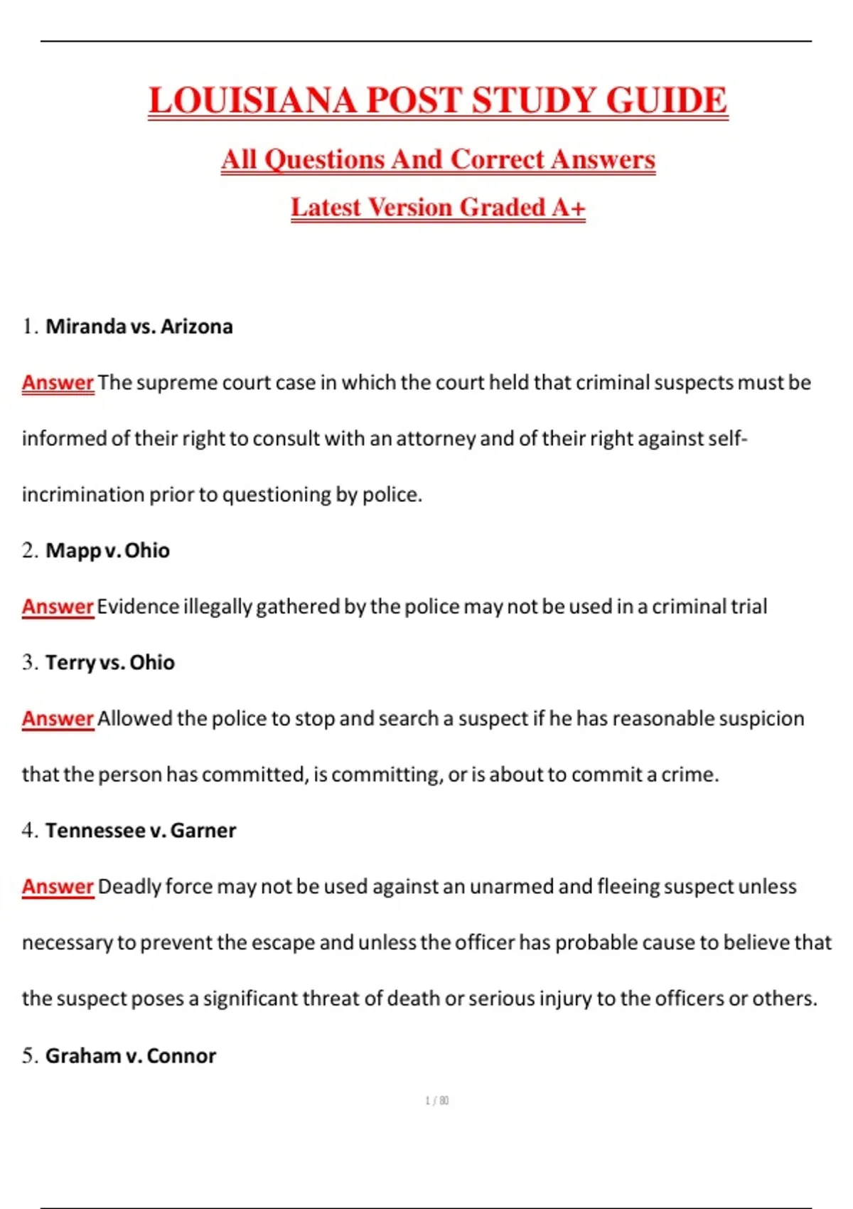 Louisiana POST Study Guide (Latest 2026/2027 Update) Complete Questions ...