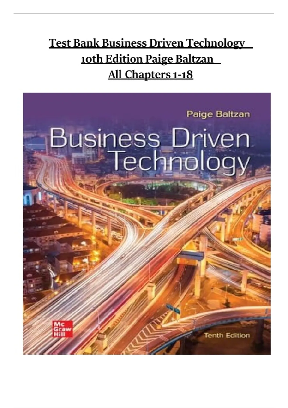 Test Bank Business Driven Technology 10th Edition Paige Baltzan All ...