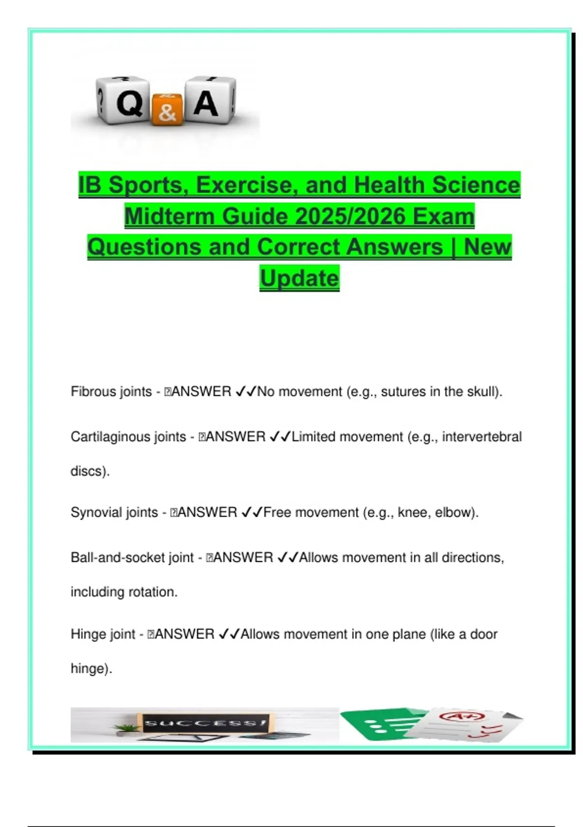 IB Sports, Exercise & Health Science | Midterm Guide with Exam Q&A ...