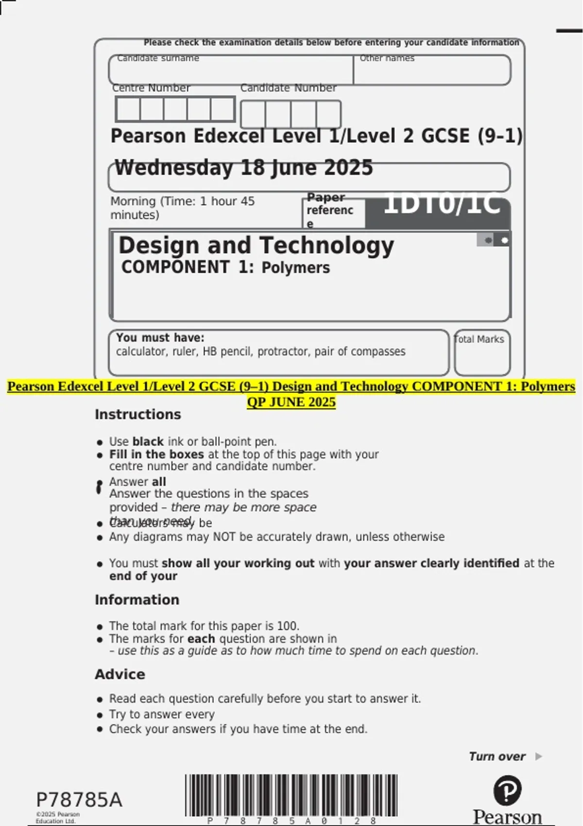 Pearson Edexcel Level 1/Level 2 GCSE (9–1) Design and Technology ...