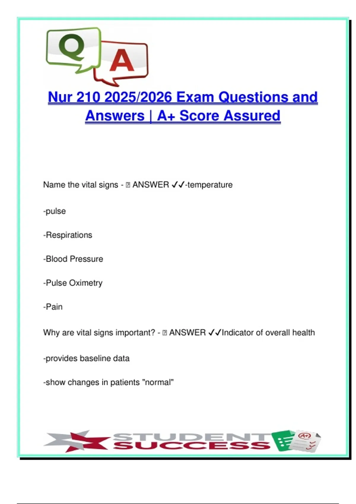 NUR 210 – Nursing Fundamentals | 100+ Exam Questions with Answers ...