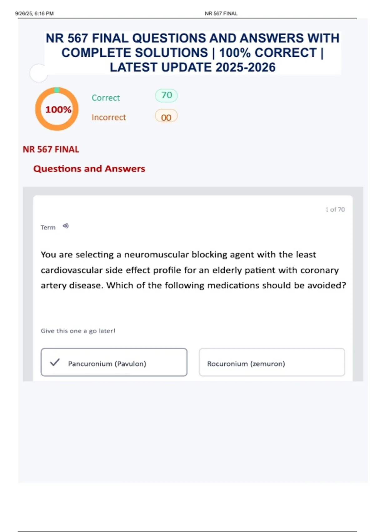 Nr 567 Final Questions And Answers With Complete Solutions 100