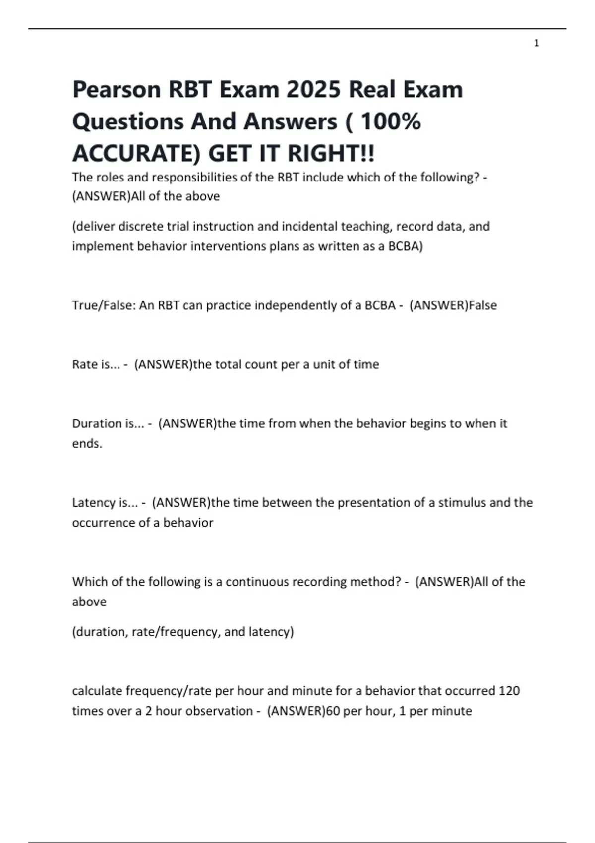 Pearson RBT Exam 2025 Real Exam Questions And Answers ( 100% ACCURATE ...