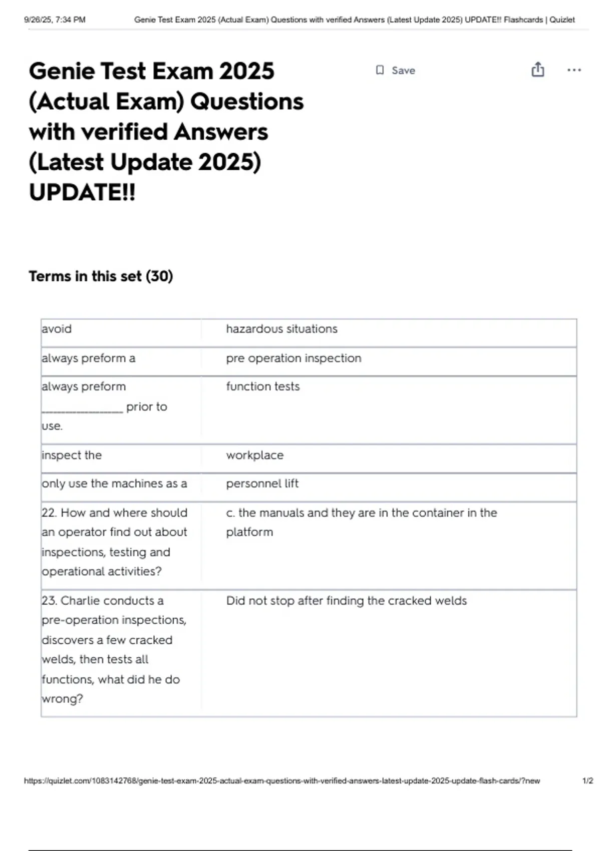 Genie Test Exam 2025 (Actual Exam) Questions with verified Answers ...